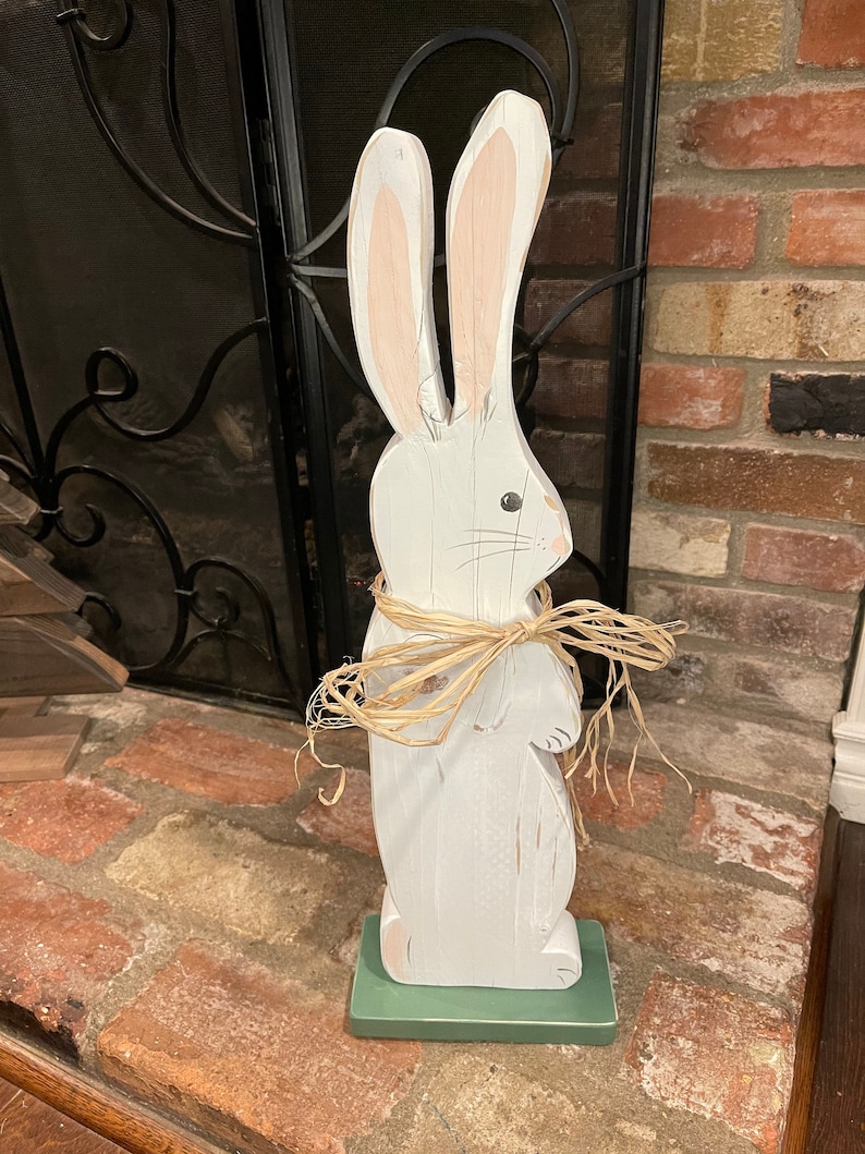 Rustic Slender Solid Wood Easter Bunny. - Etsy