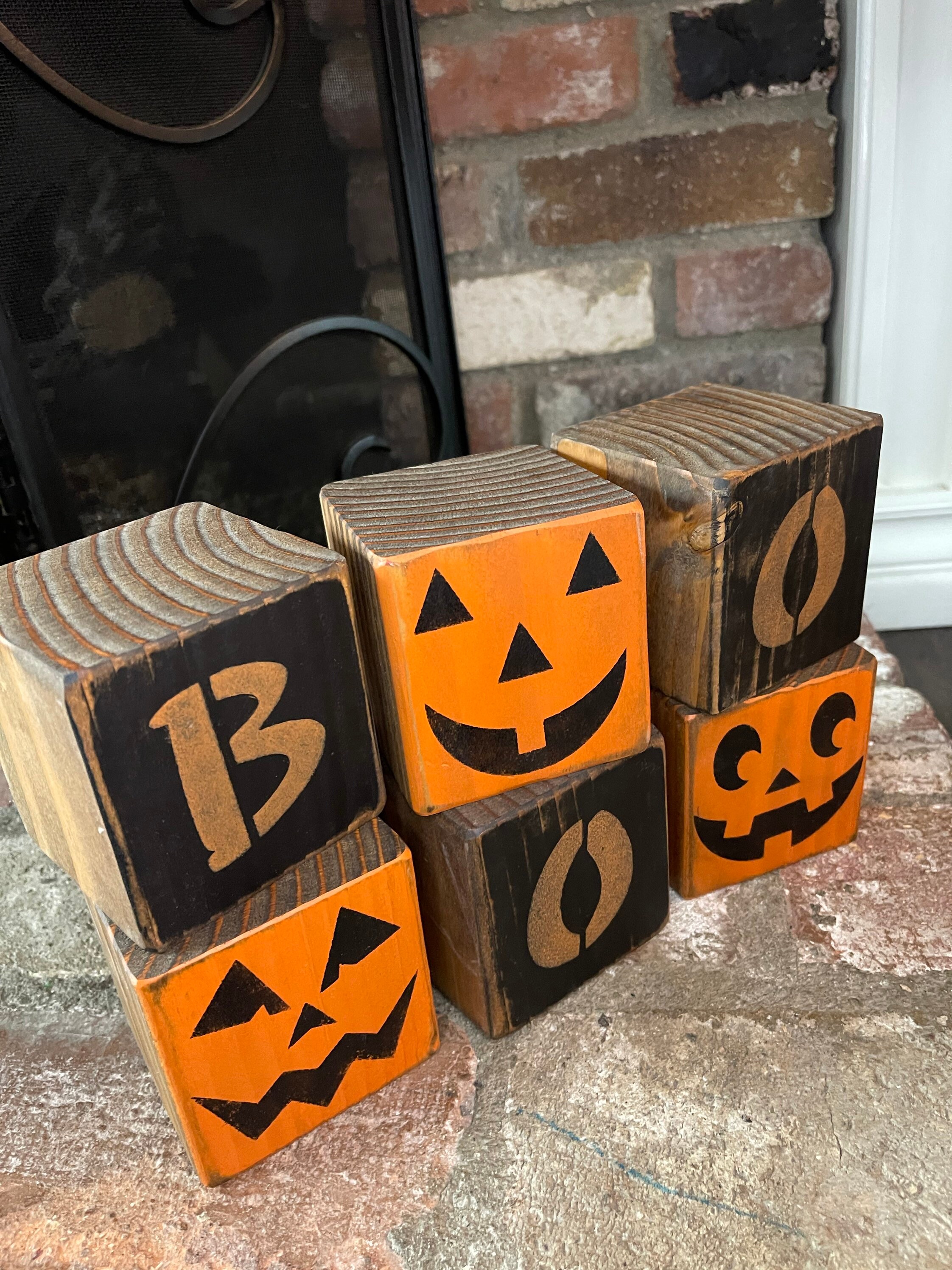 Rustic Wood Halloween Blocks - Etsy