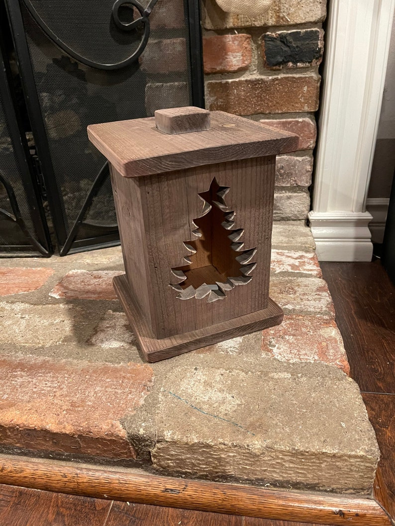 Rustic Christmas Tree Lantern - Etsy