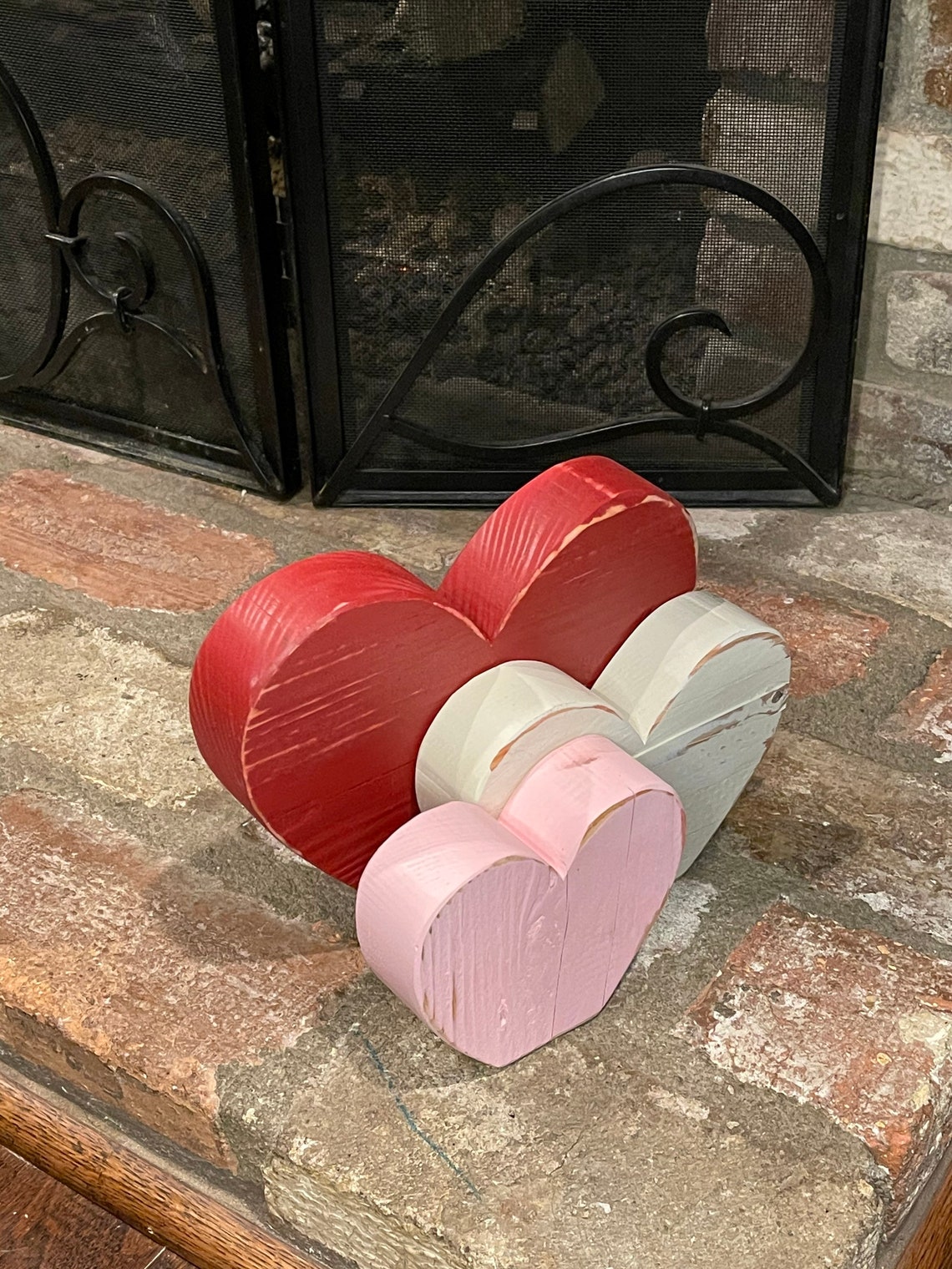 Rustic Trio of Wood Hearts - Etsy