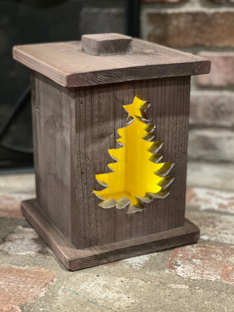 Rustic Christmas Tree Lantern - Etsy
