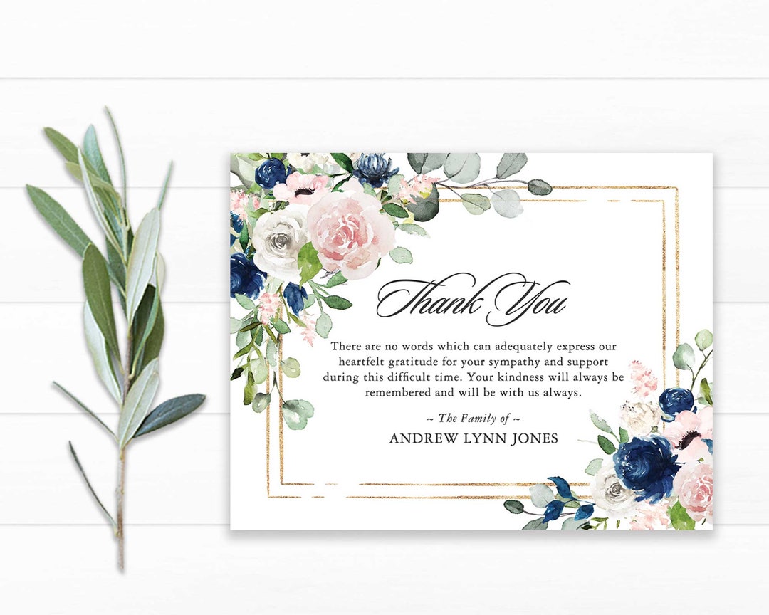 Sympathy Acknowledgement Cards, Funeral Thank You and Bereavement Notes ...