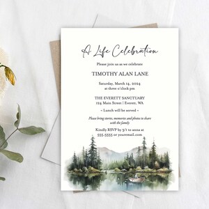 Celebration of Life Invitation, Fishing Fisherman Funeral Announcement ...