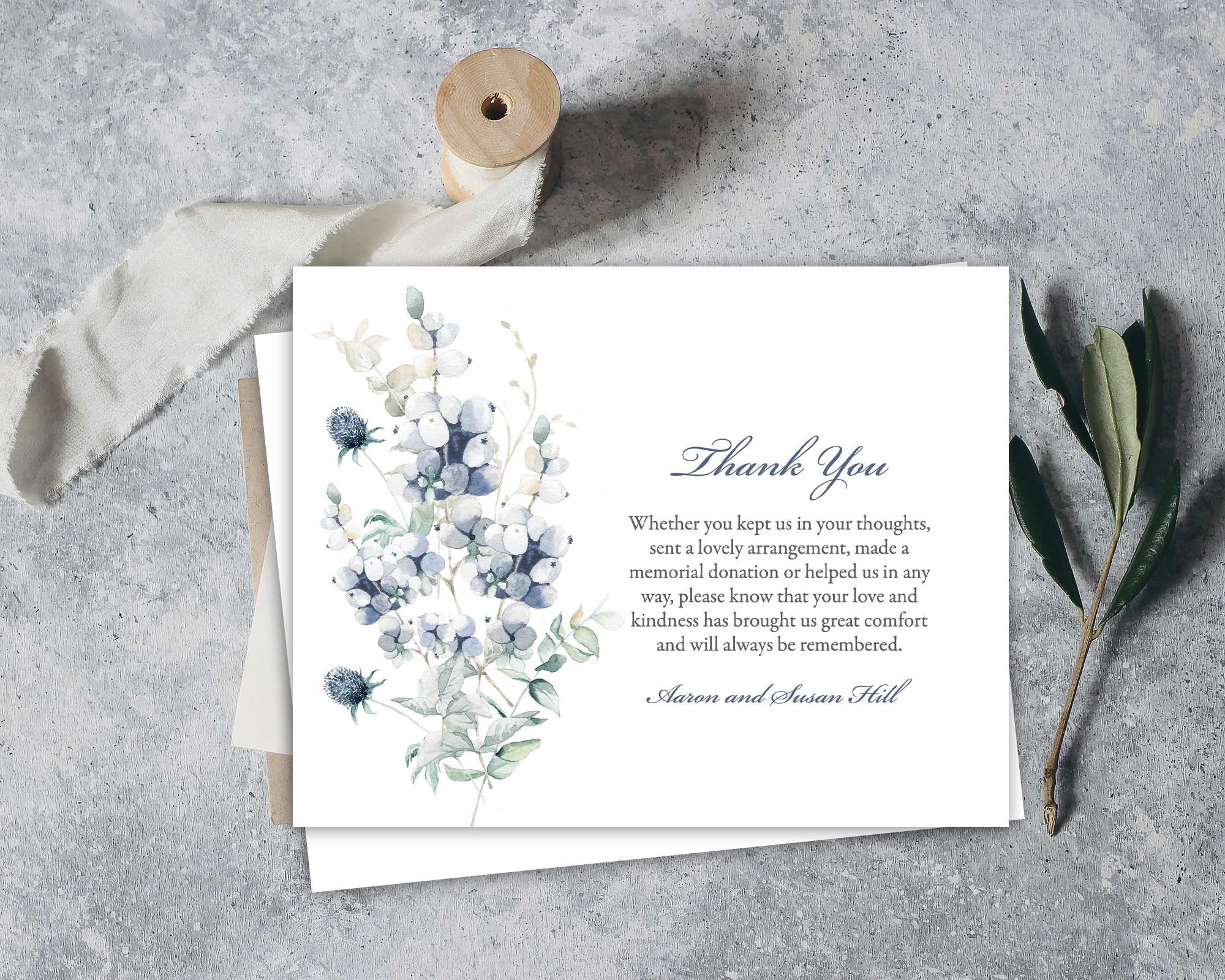 Funeral Thank You Card Custom Sympathy Acknowledgement Card - Etsy