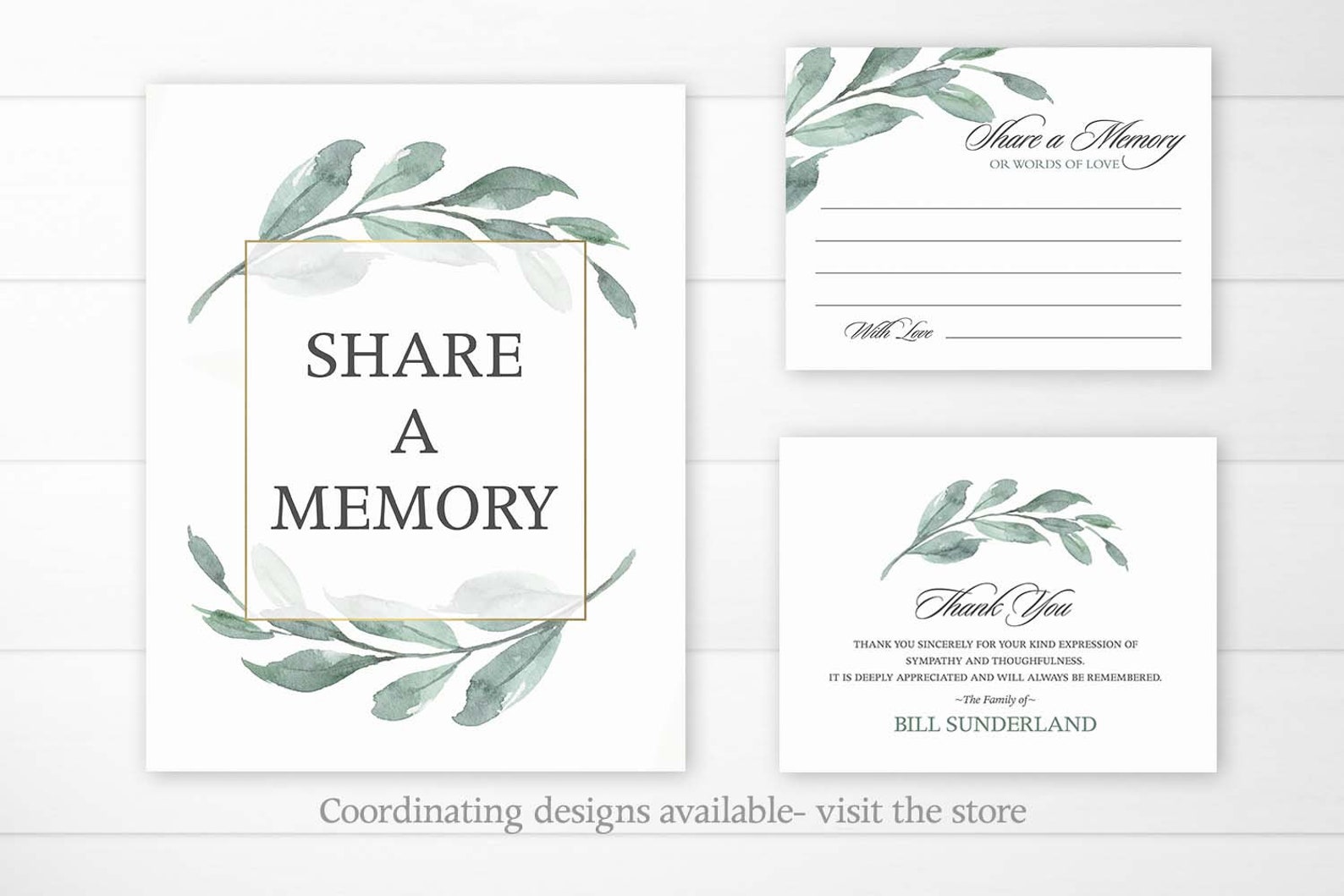 Share a Memory Card Printable, Share a Memory or Words of Love Card ...