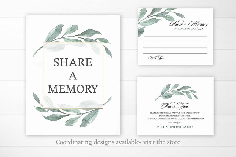 Share a Memory Card Printable, Share a Memory or Words of Love Card ...