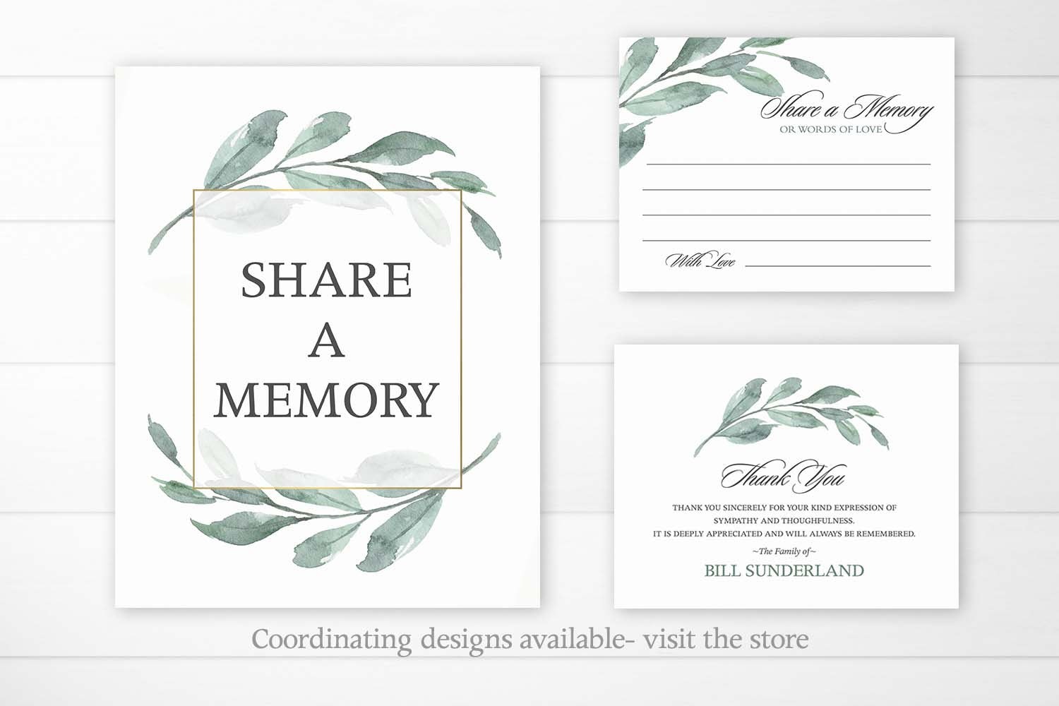 Share a Memory Card Printable, Share a Memory or Words of Love Card ...