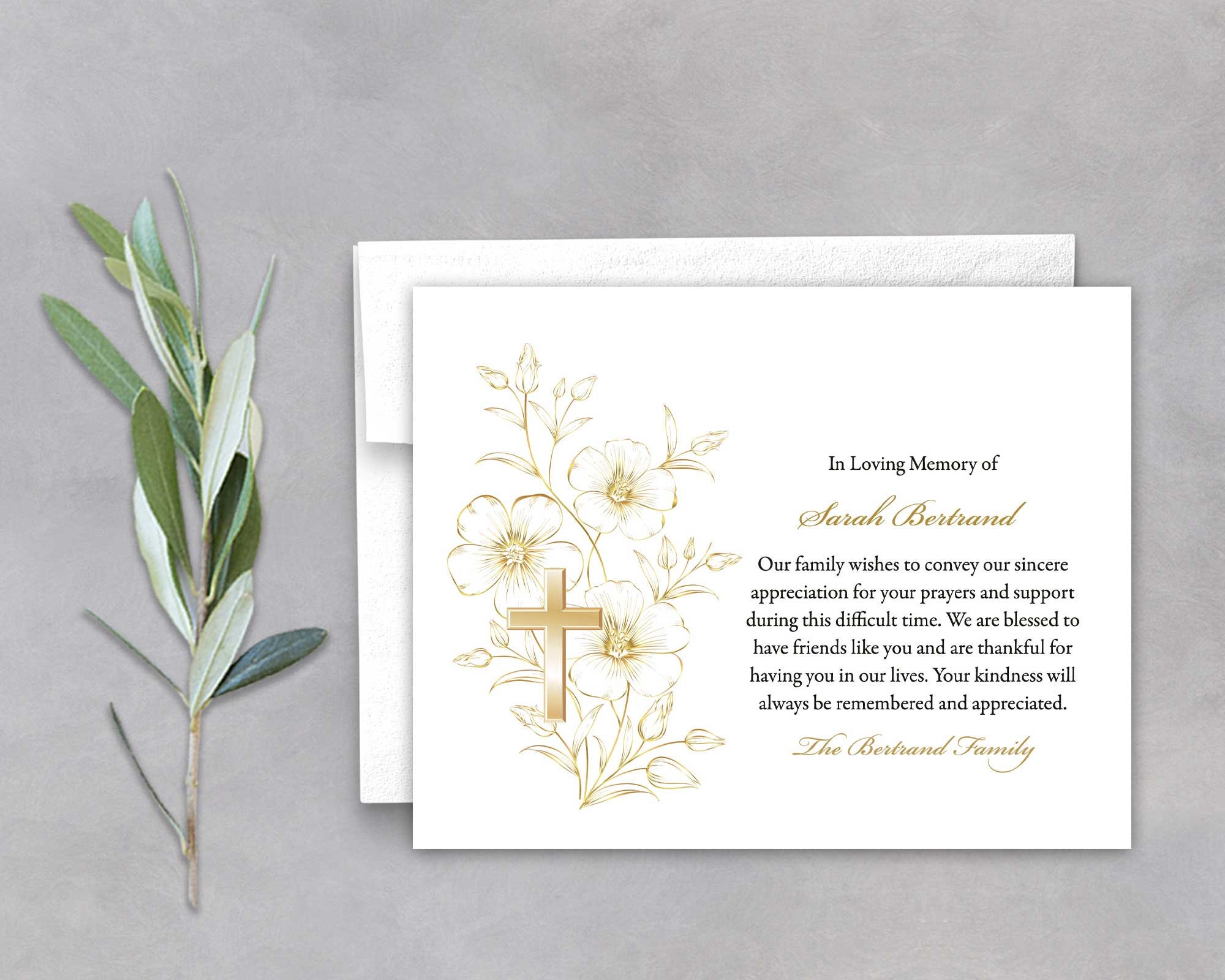 Religious Funeral Acknowledgement Card Template Sympathy | Etsy