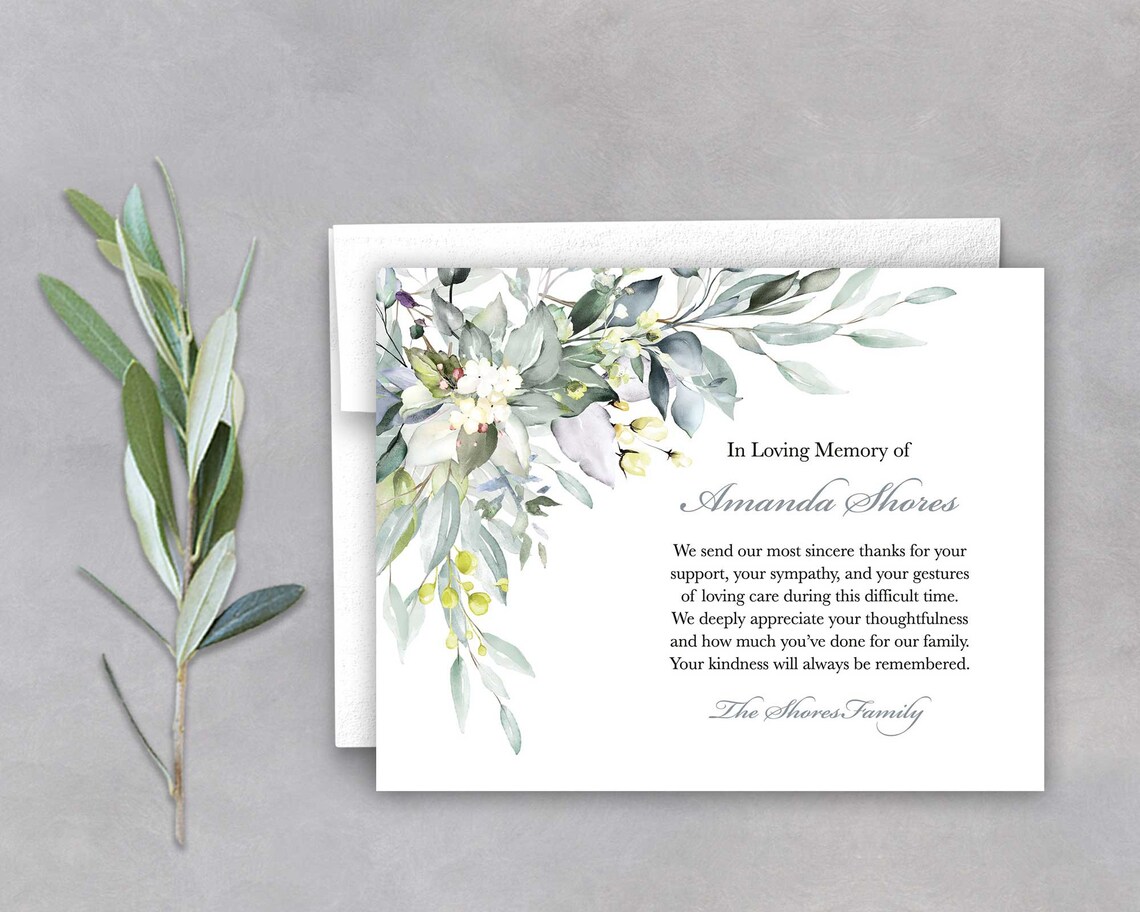 Sympathy Acknowledgement Cards, Funeral Thank You and Bereavement Notes ...