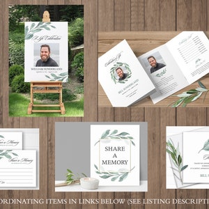 Greenery Funeral Announcement, Celebration of Life Invitation Template ...