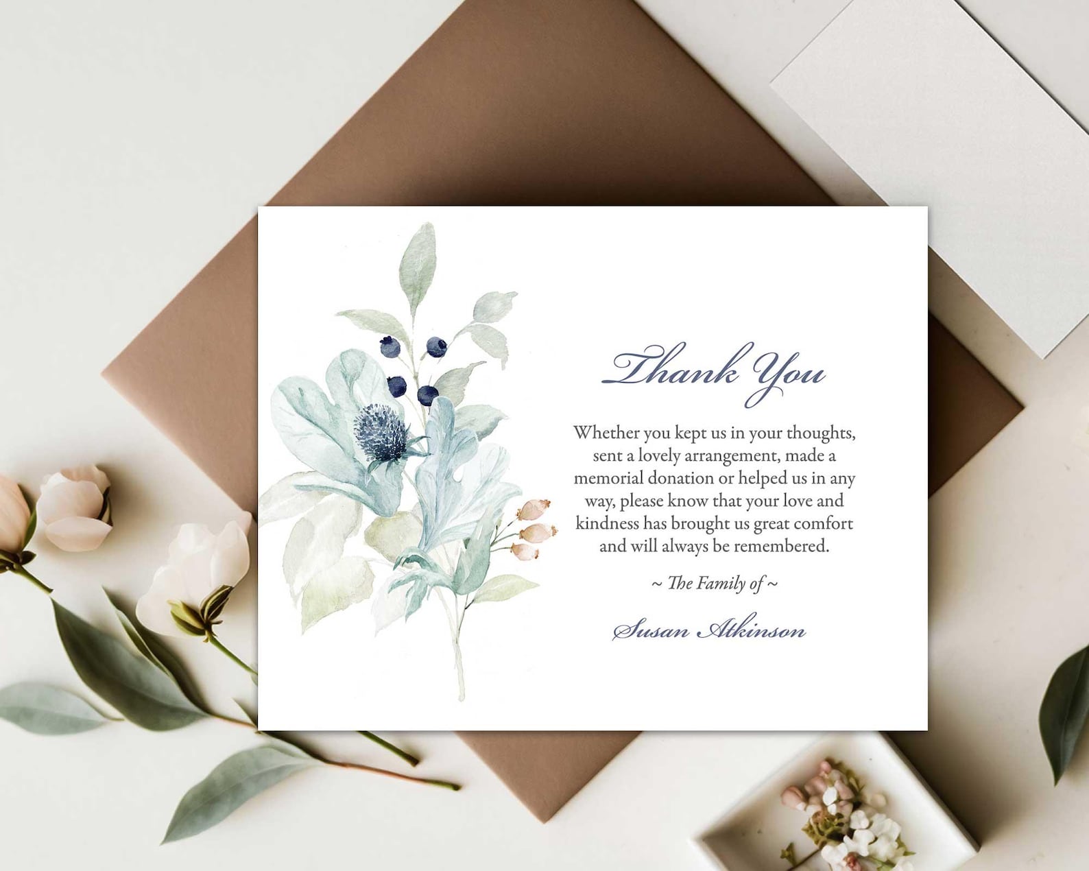 Sympathy Acknowledgement Cards, Funeral Thank You Bereavement Notes ...