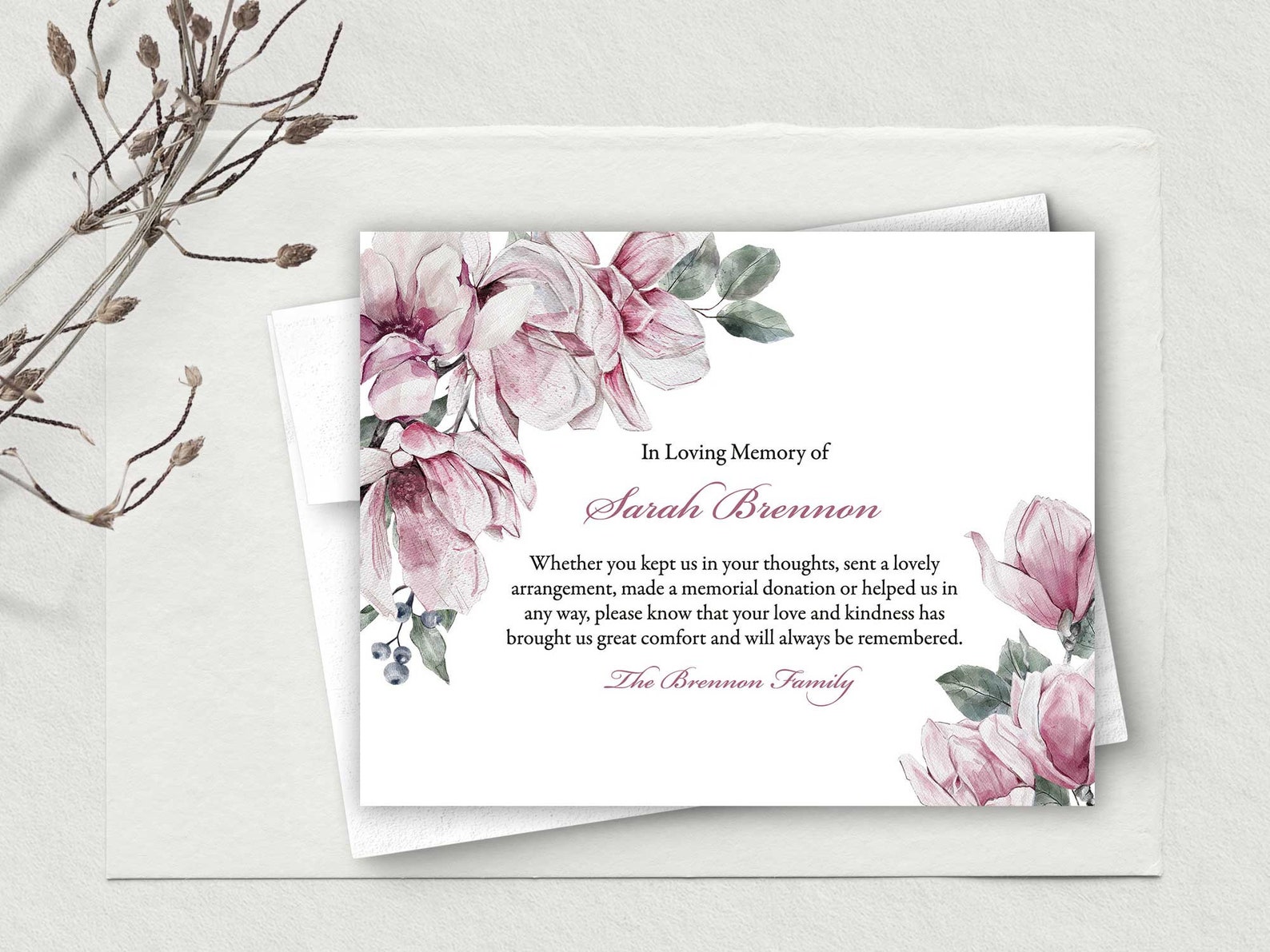 Sympathy Acknowledgement Cards, Funeral Thank You and Bereavement Notes ...