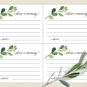 Share A Memory Card Printable Template Greenery Eucalyptus Funeral ...