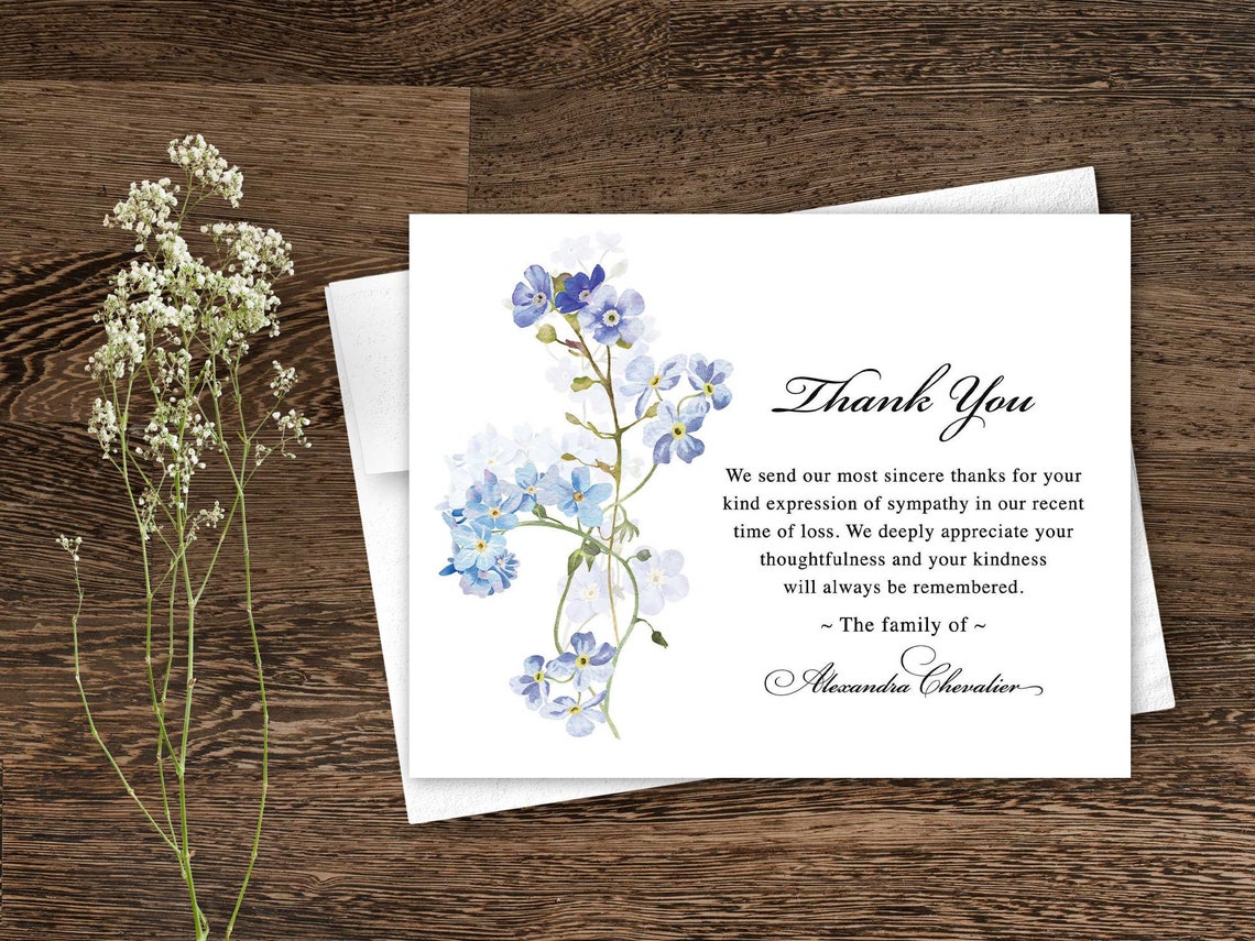 Funeral Thank You Cards | Printable Funeral Thank You Notes | Memorial ...