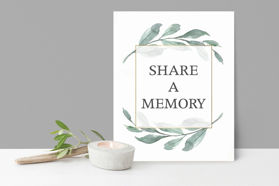 Share a Memory Sign for a Funeral Decor, Remembrance Share a Memory 8 X ...