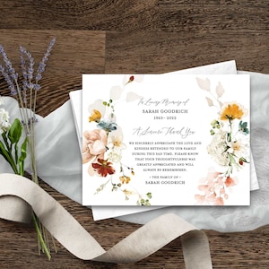 Sympathy Acknowledgement Cards, Funeral Thank You and Bereavement Notes ...