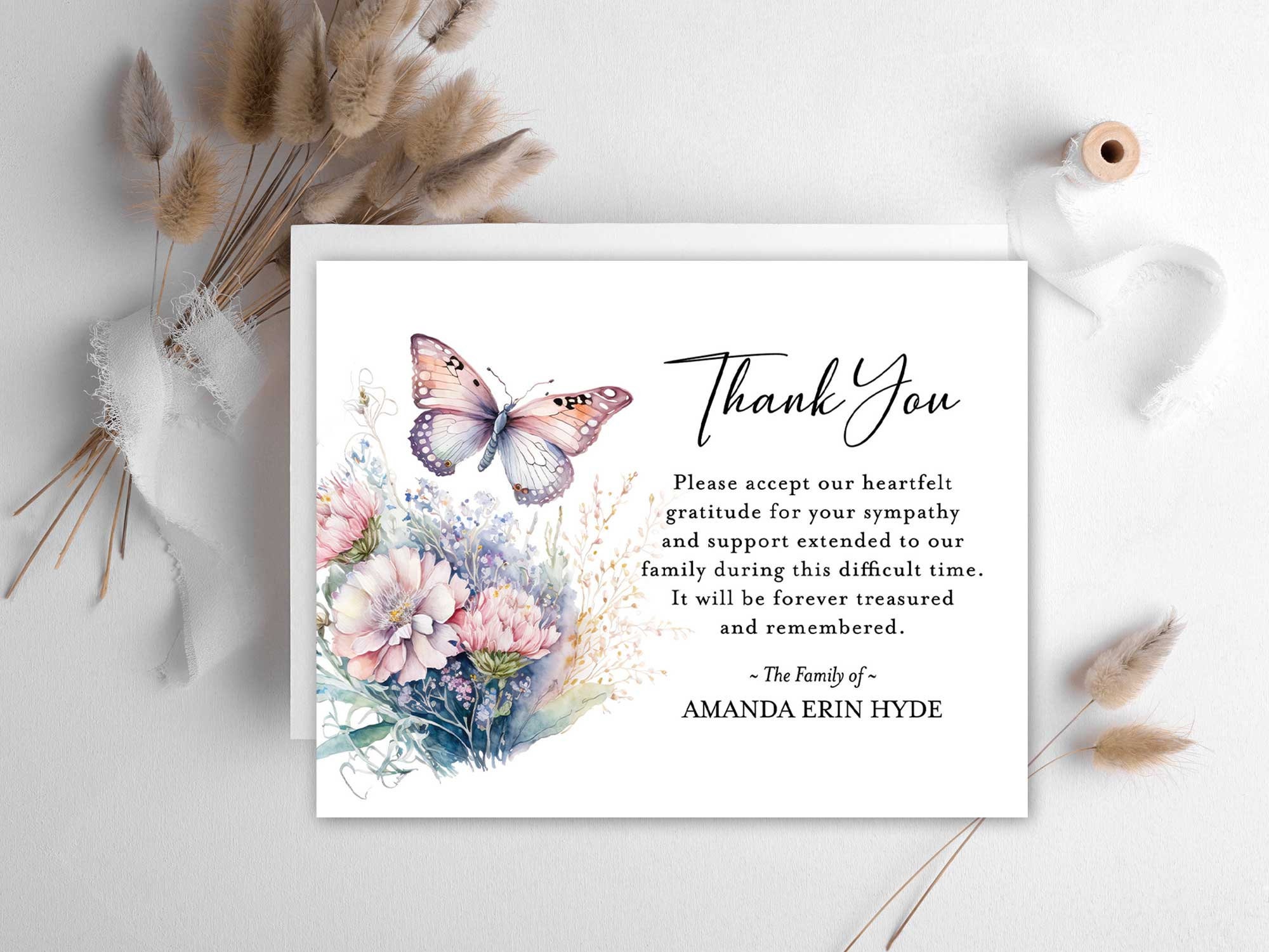 Sympathy Acknowledgement Cards, Funeral Thank You and Bereavement Notes ...
