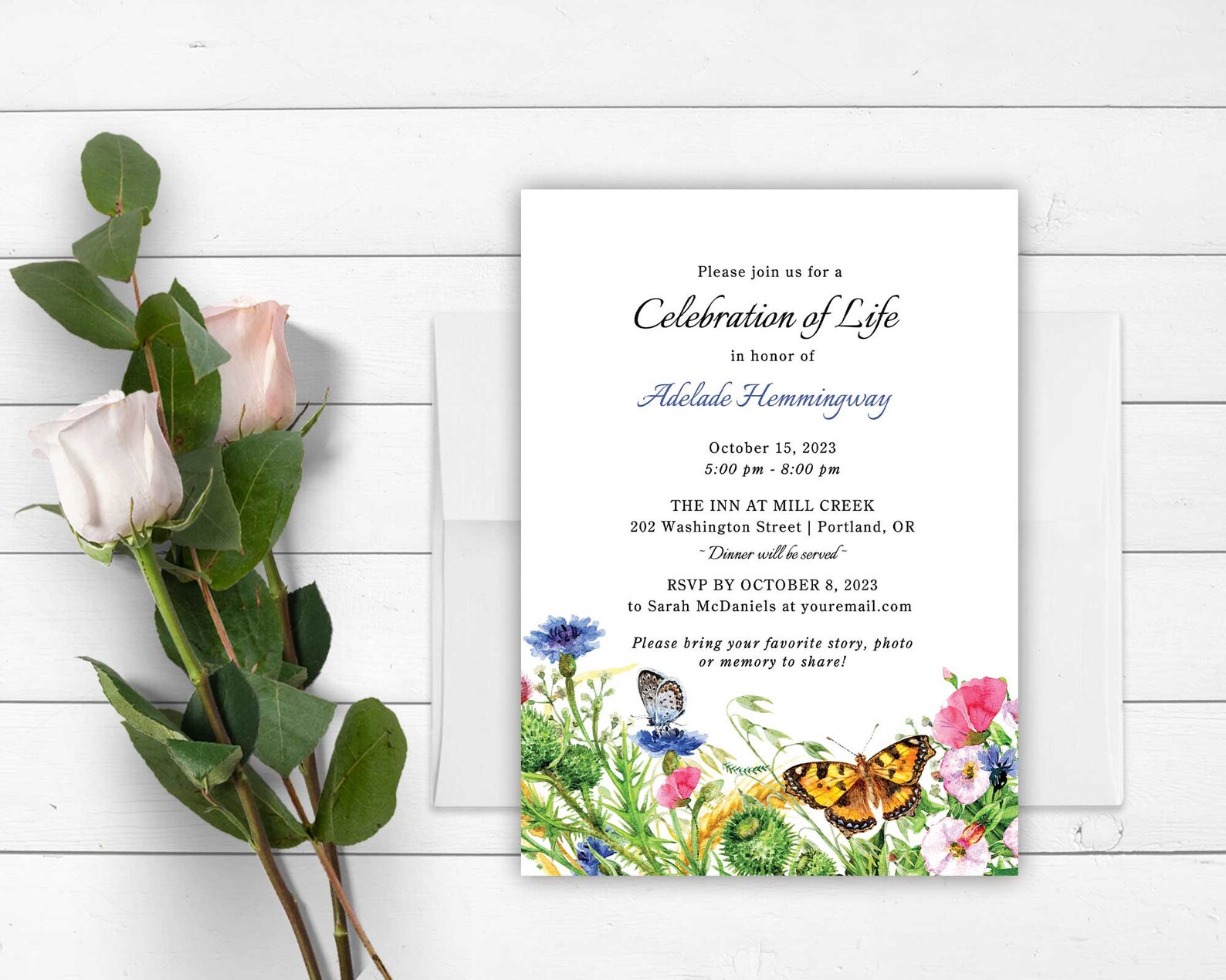 Celebration of Life Invitation Funeral Announcement Memorial - Etsy