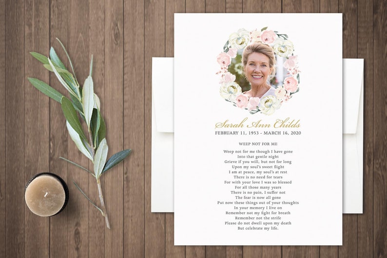 Funeral Poem Card Tribute Card Memorial Funeral Gift Template Photo ...