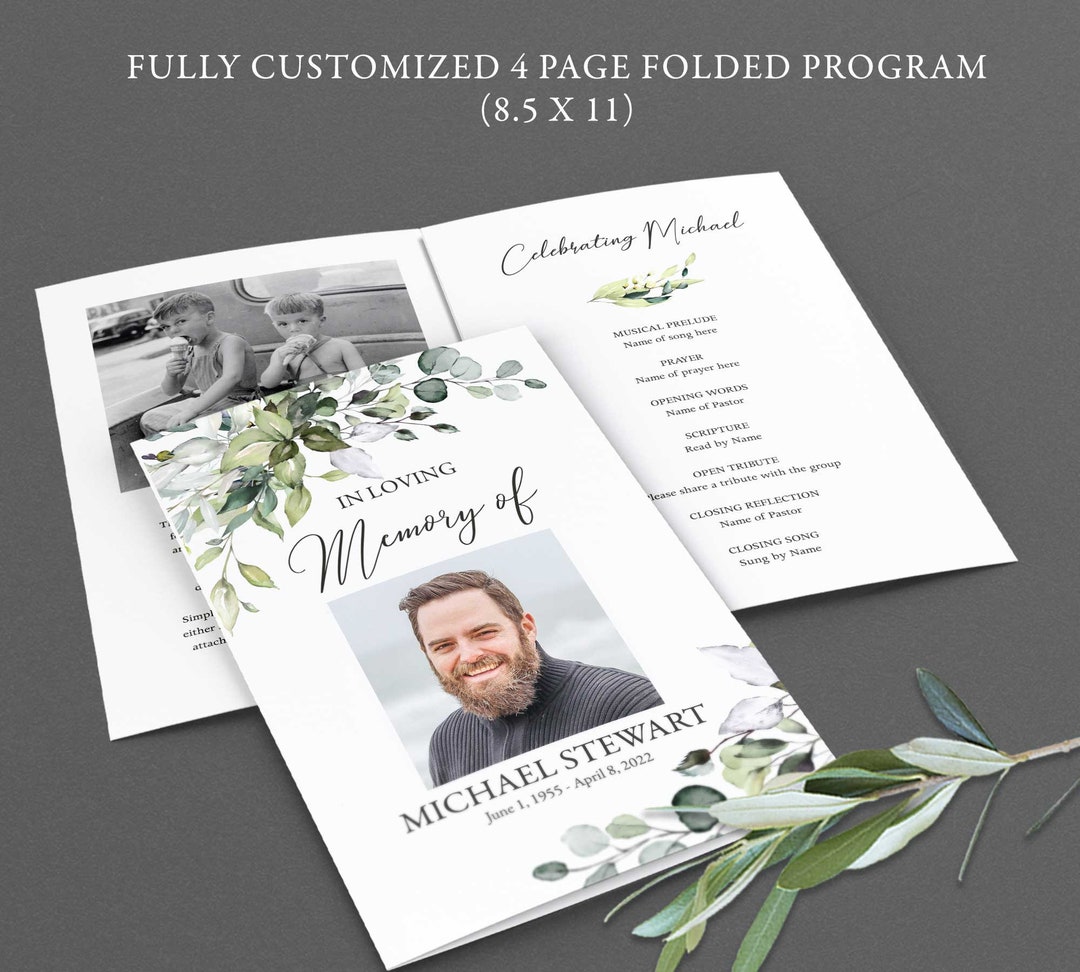Funeral Program Template, Memorial Program Template, Printable Order of ...