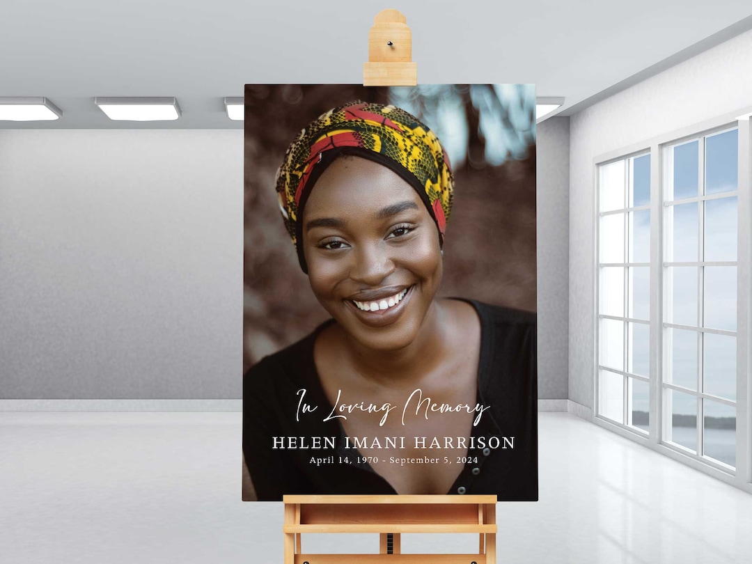 Large Funeral Poster, Personalized Memorial Welcome Sign, Minimalist ...