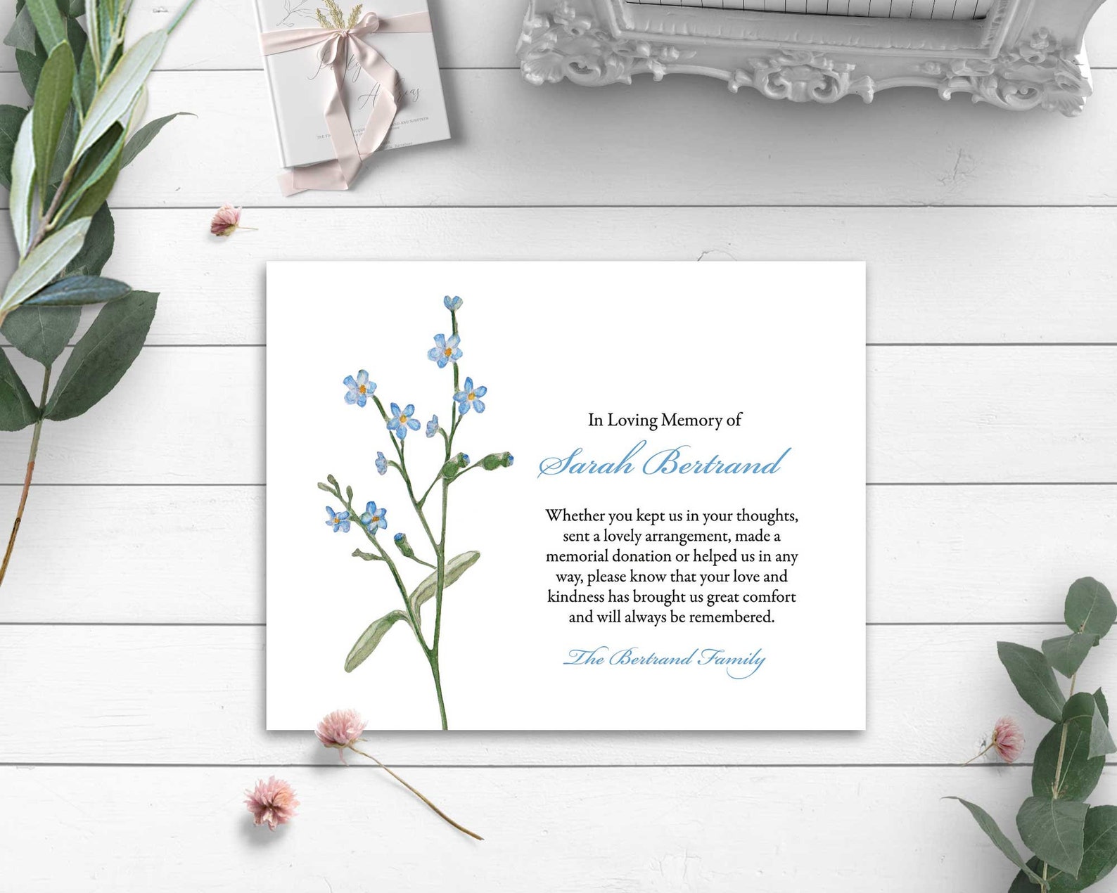 Funeral Acknowledgement Card Template Sympathy Acknowledgement | Etsy