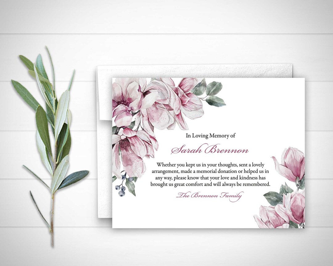 Sympathy Acknowledgement Cards, Funeral Thank You and Bereavement Notes ...