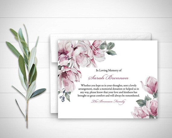 Sympathy Acknowledgement Cards Funeral Thank You and - Etsy