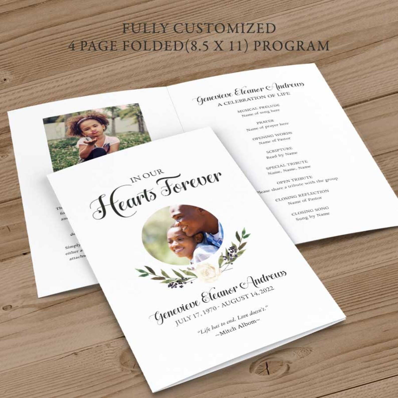 Funeral Program Template Memorial Program Template Printable - Etsy