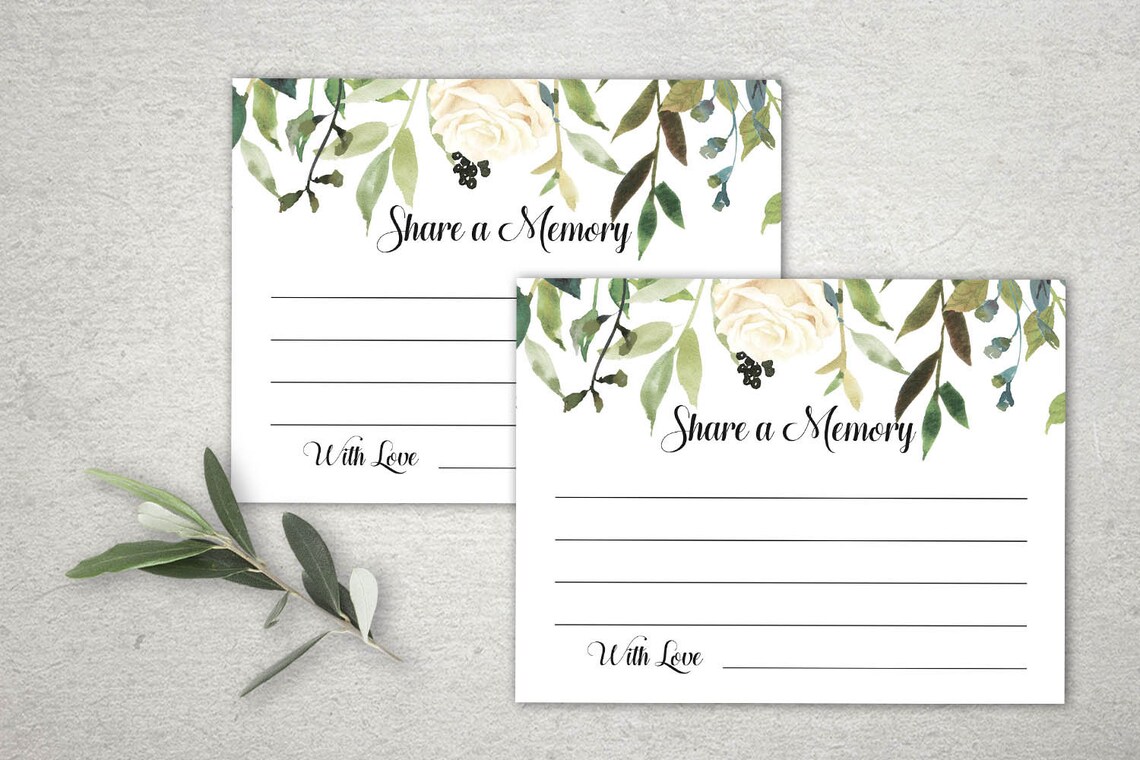 Funeral Share a Memory Card Printable Funeral Memory Card - Etsy