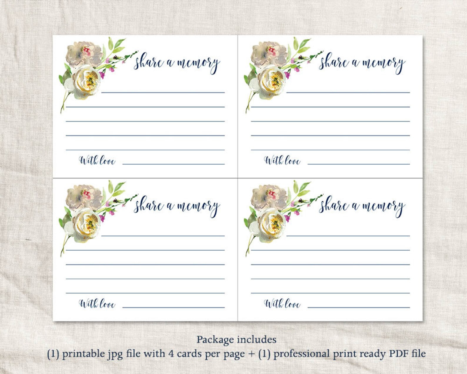 Share a Memory Card Funeral Printable Share a Memory Favorite - Etsy