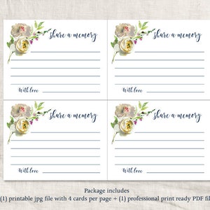 Share a Memory Card Funeral Printable Share a Memory Favorite Memories ...