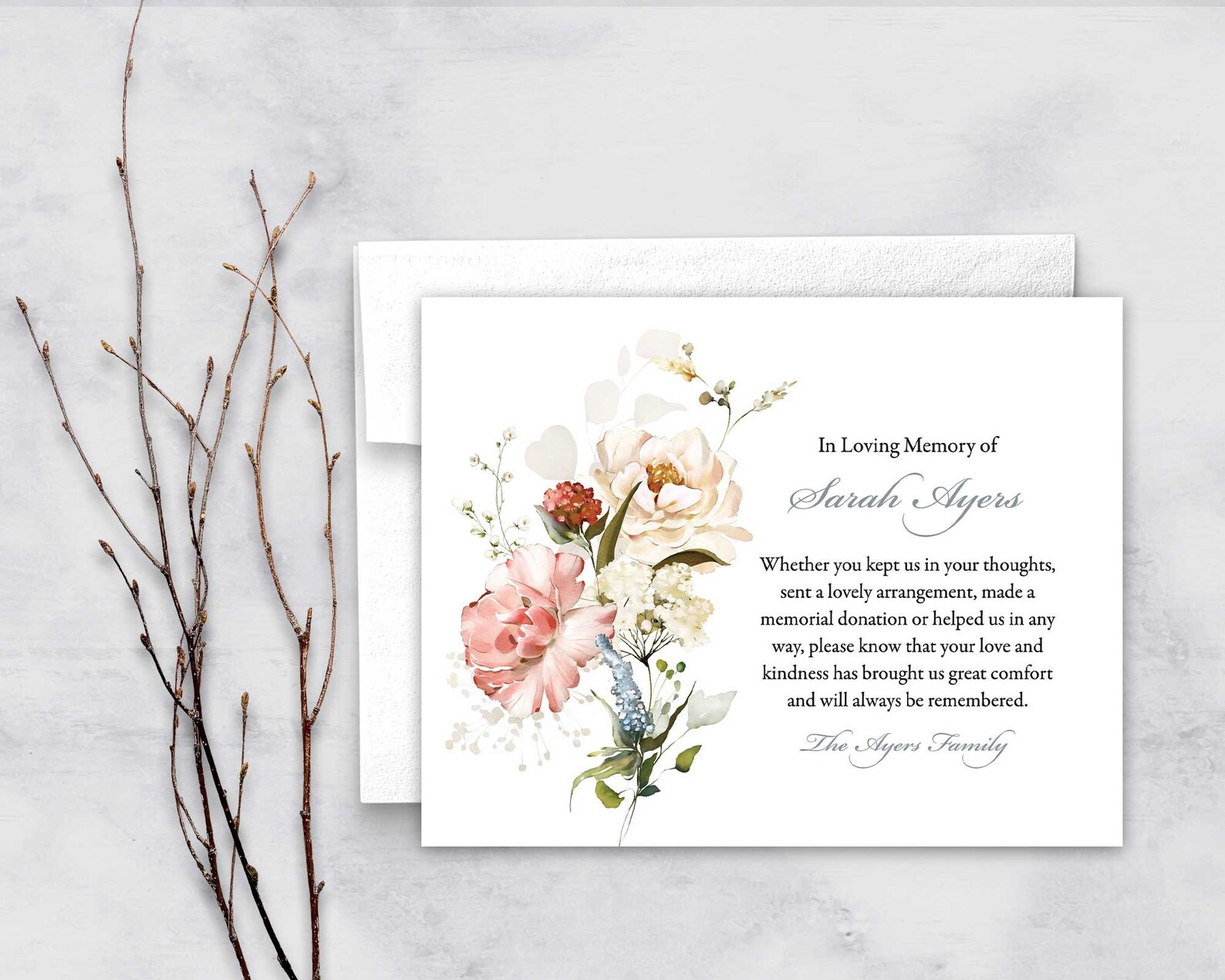 Sympathy Acknowledgement Cards Funeral Thank You and - Etsy