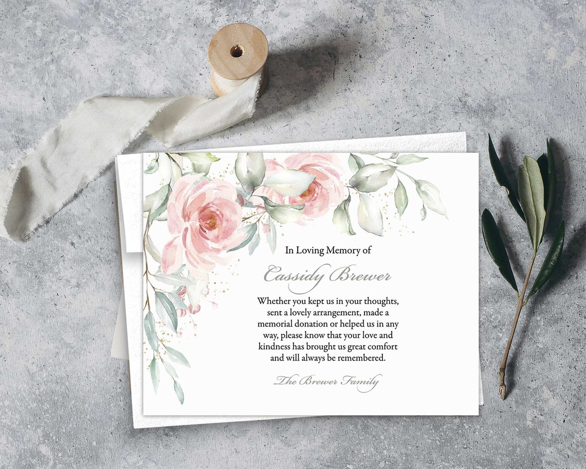 Sympathy Acknowledgement Cards Funeral Thank You and - Etsy