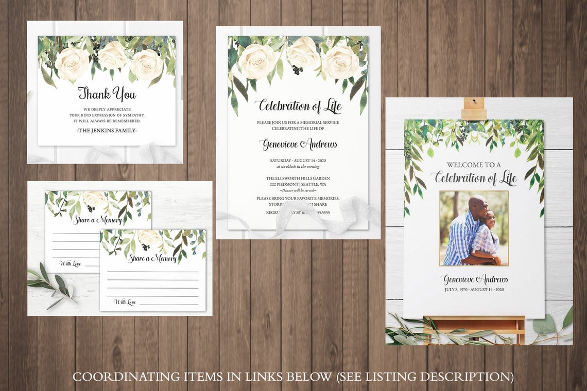 Funeral Share a Memory Card Printable Funeral Memory Card - Etsy