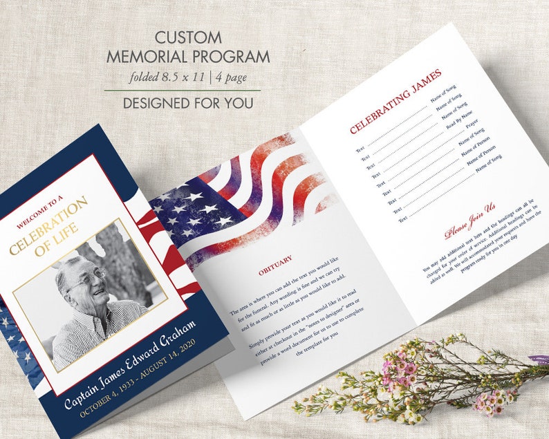 Military Funeral Program Template Printable Funeral program | Etsy