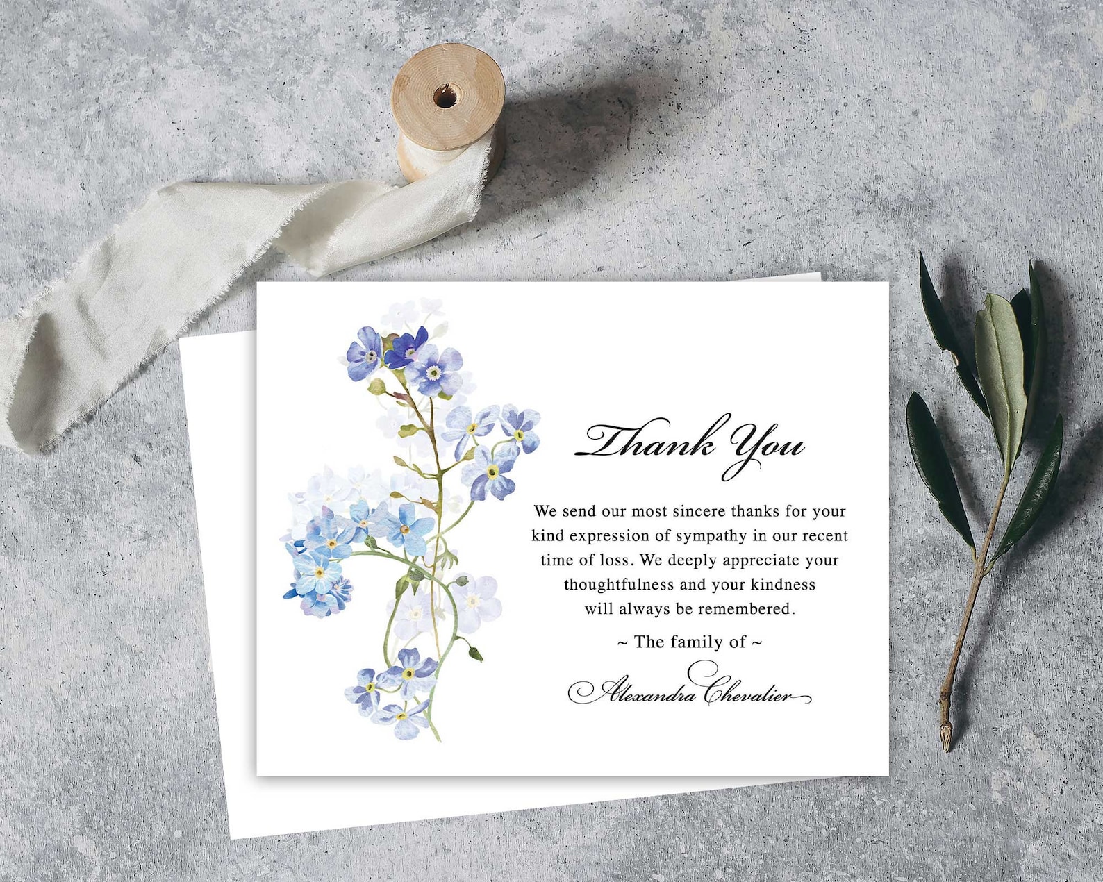 Funeral Thank You Cards | Printable Funeral Thank You Notes | Memorial ...