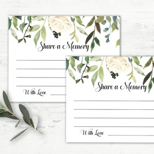 Funeral Share a Memory Card Printable Funeral Memory Card Greenery ...