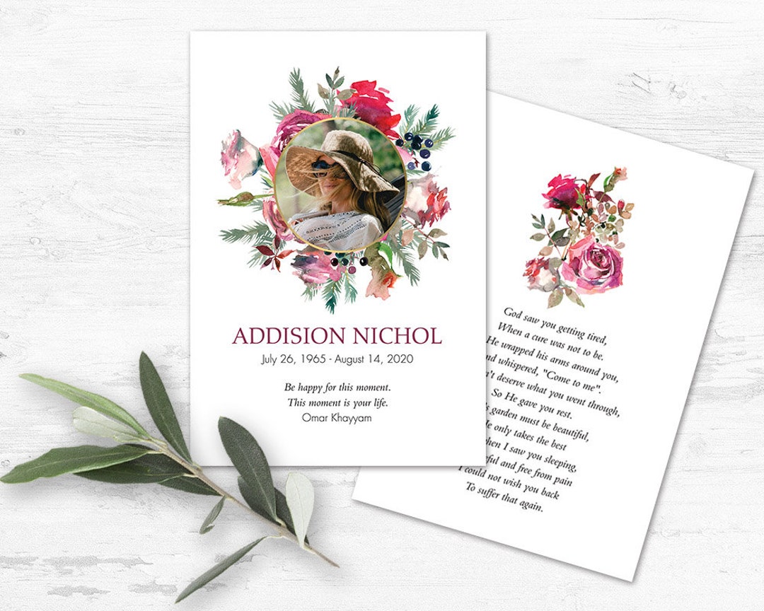 Funeral Card Printable Mass Card With Photo Custom Design Template ...