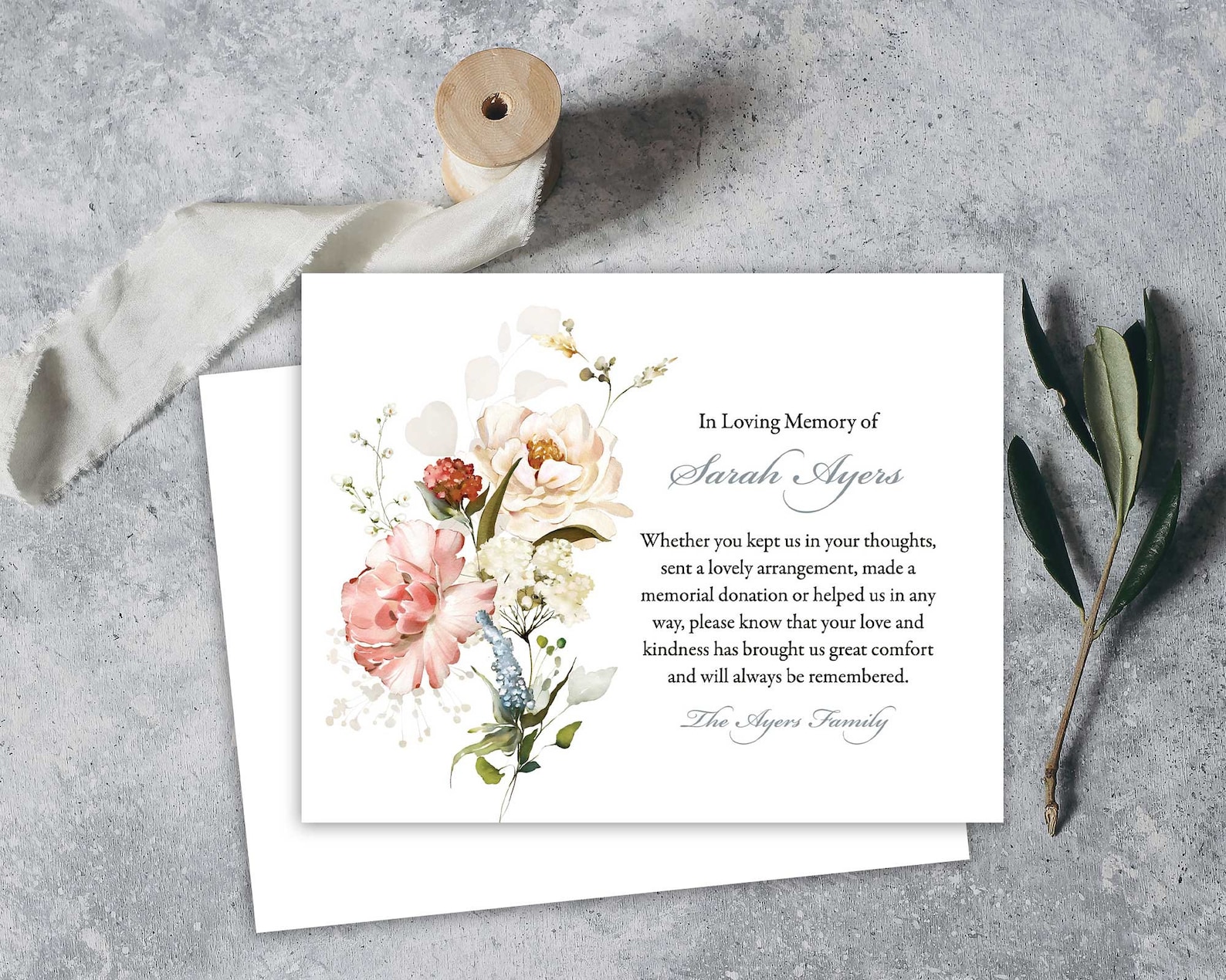 Sympathy Acknowledgement Cards Funeral Thank You and - Etsy