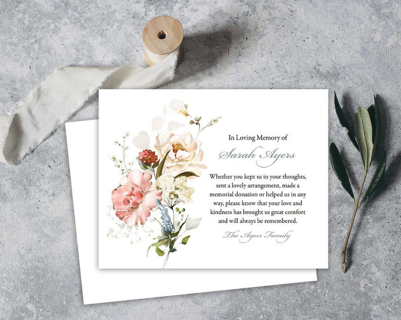 Sympathy Acknowledgement Cards Funeral Thank You and - Etsy