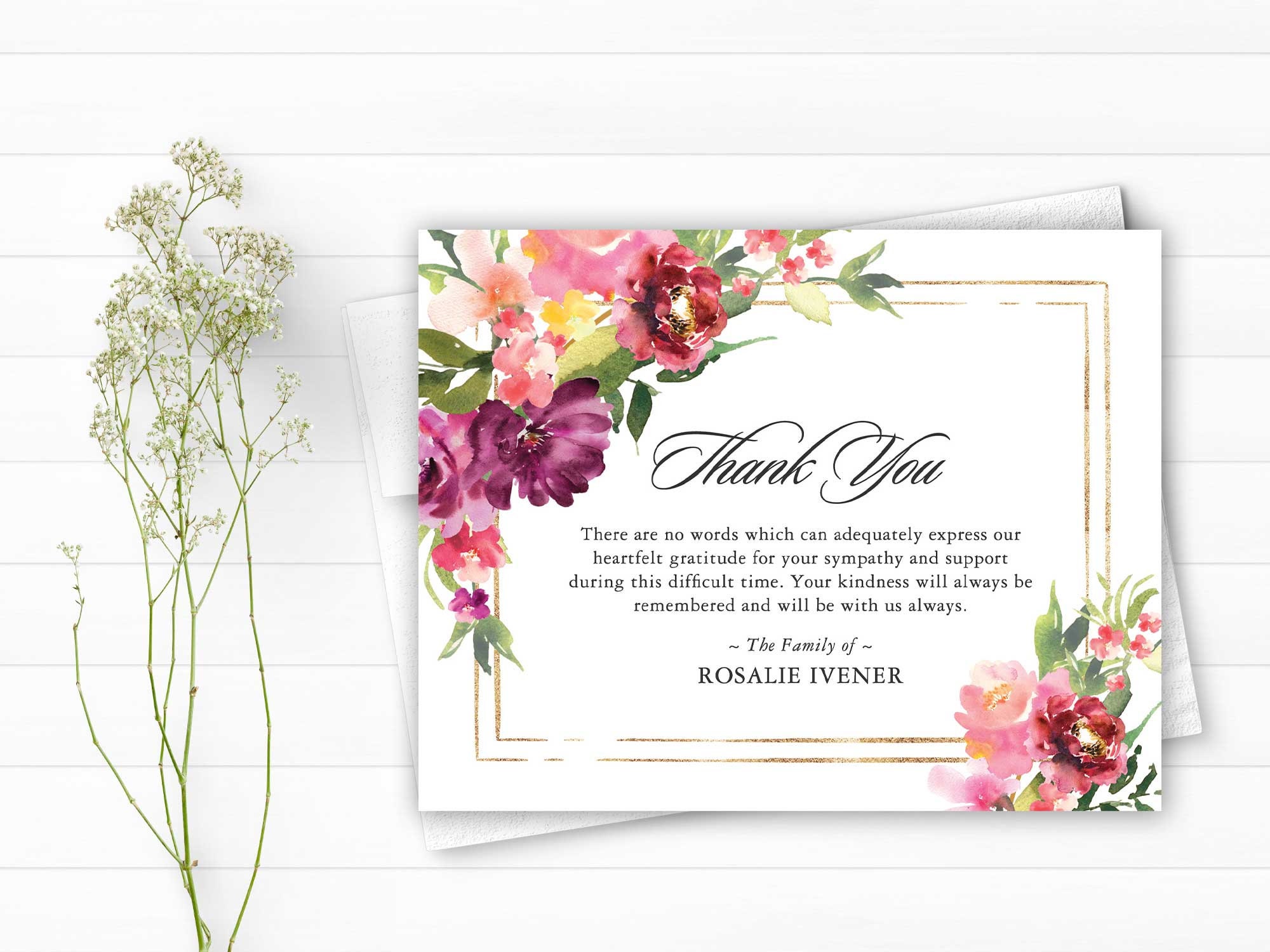 Sympathy Acknowledgement Cards Funeral Thank You and - Etsy