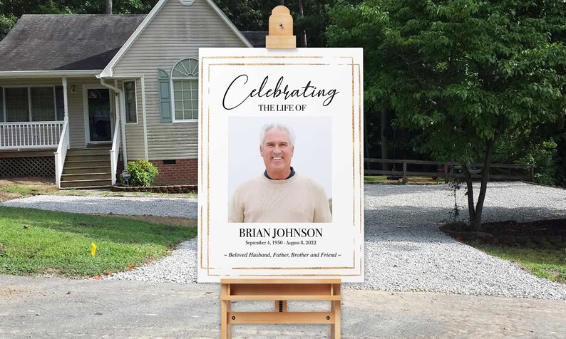 Funeral Welcome Sign Celebration of Life Sign Poster Gold | Etsy