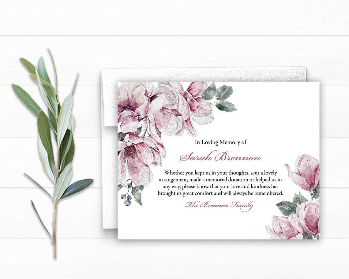 Sympathy Acknowledgement Cards, Funeral Thank You and Bereavement Notes ...