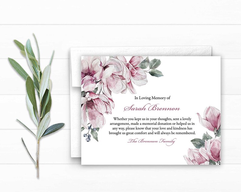 Sympathy Acknowledgement Cards, Funeral Thank You and Bereavement Notes ...