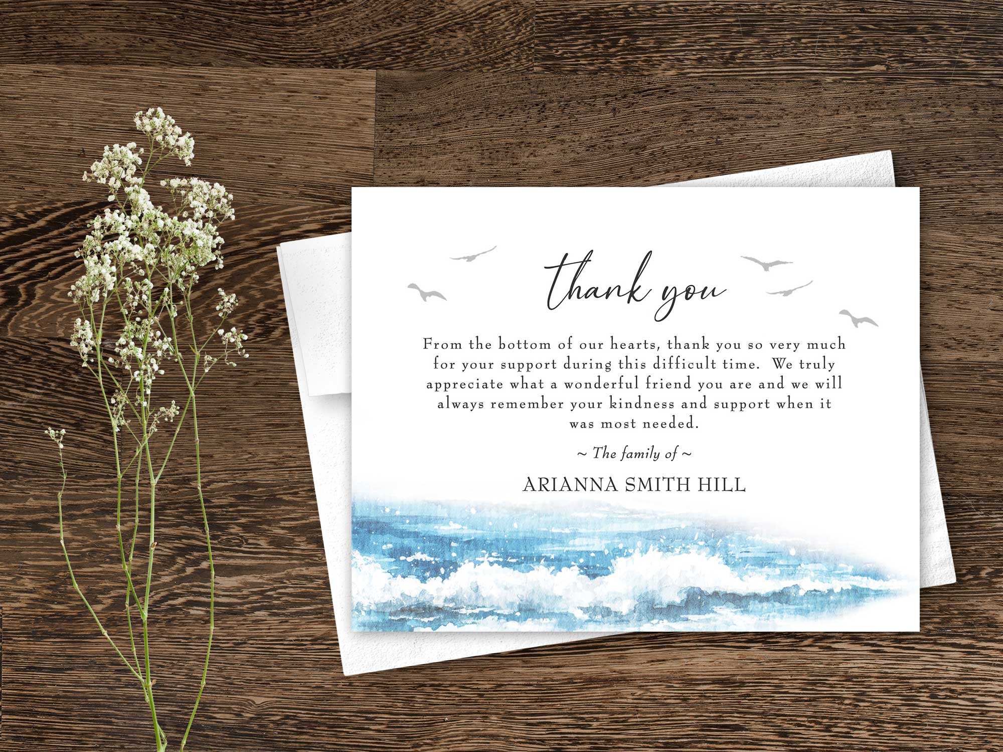 Sympathy Acknowledgement Cards, Funeral Thank You and Bereavement Notes ...