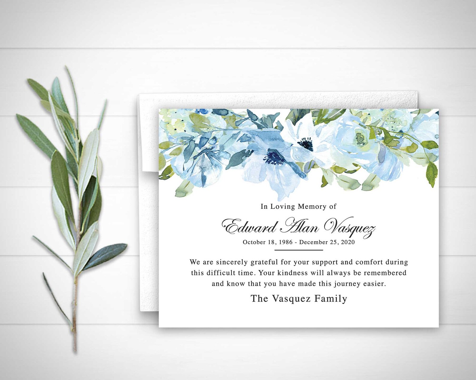 Funeral Thank You Cards Printable Funeral Thank You Notes - Etsy
