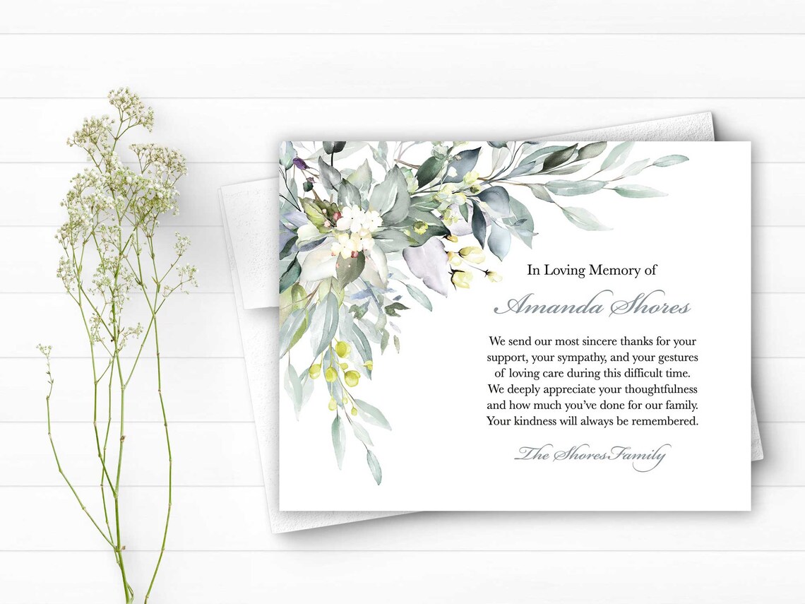 Sympathy Acknowledgement Cards, Funeral Thank You and Bereavement Notes ...