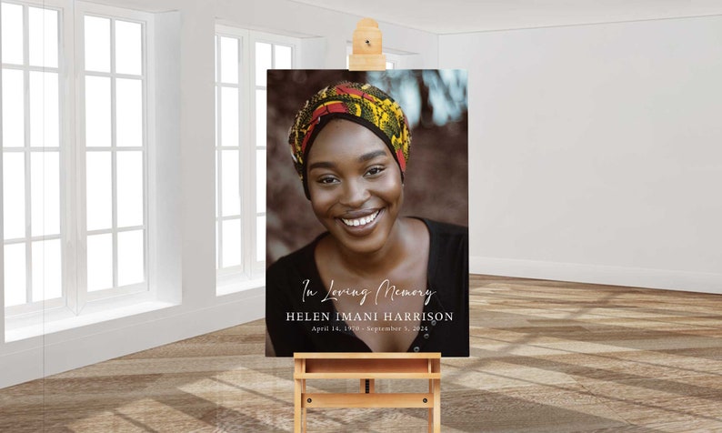 Large Funeral Poster, Personalized Memorial Welcome Sign, Minimalist ...