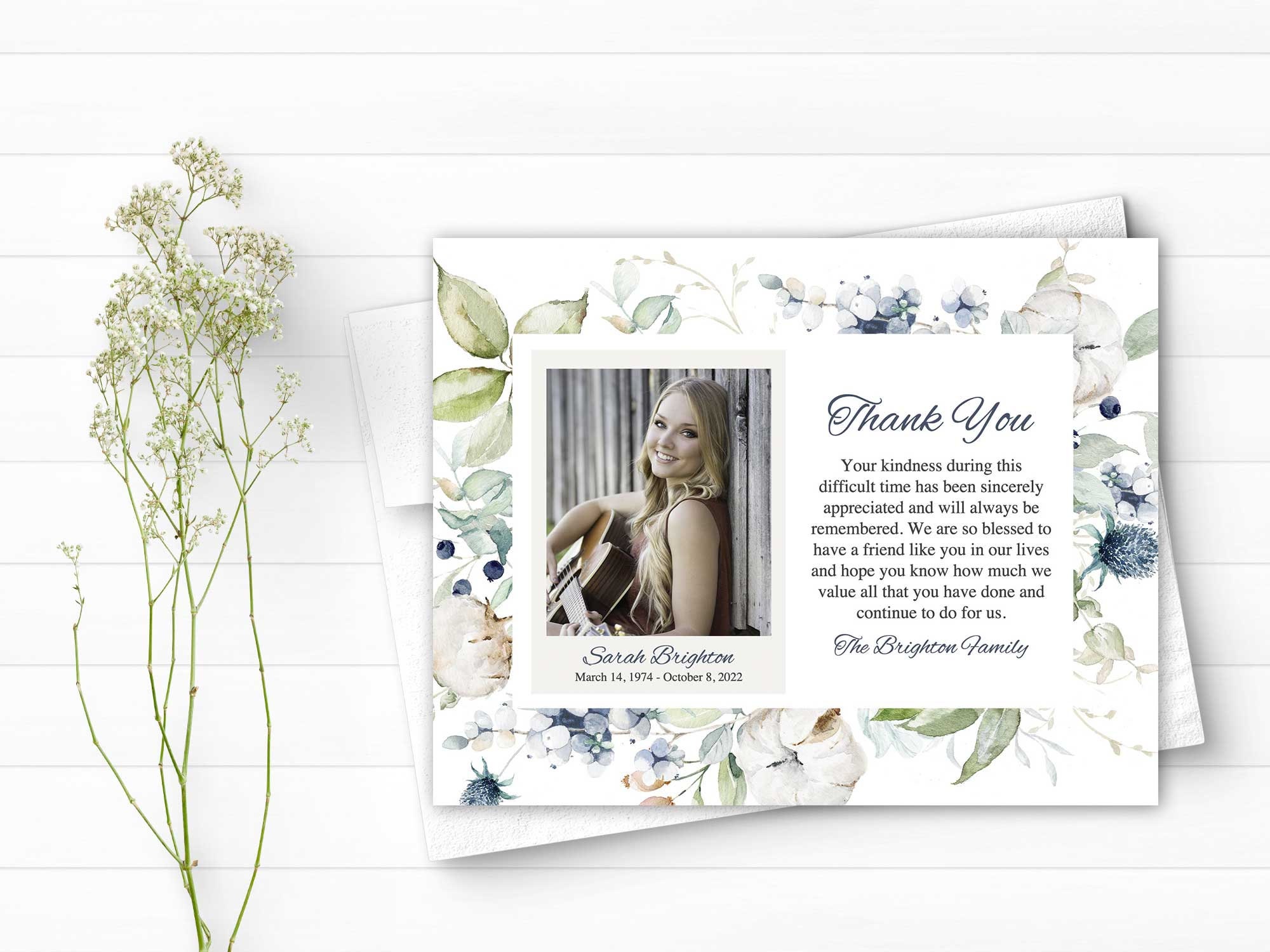 Sympathy Acknowledgement Cards Funeral Thank You Photo - Etsy